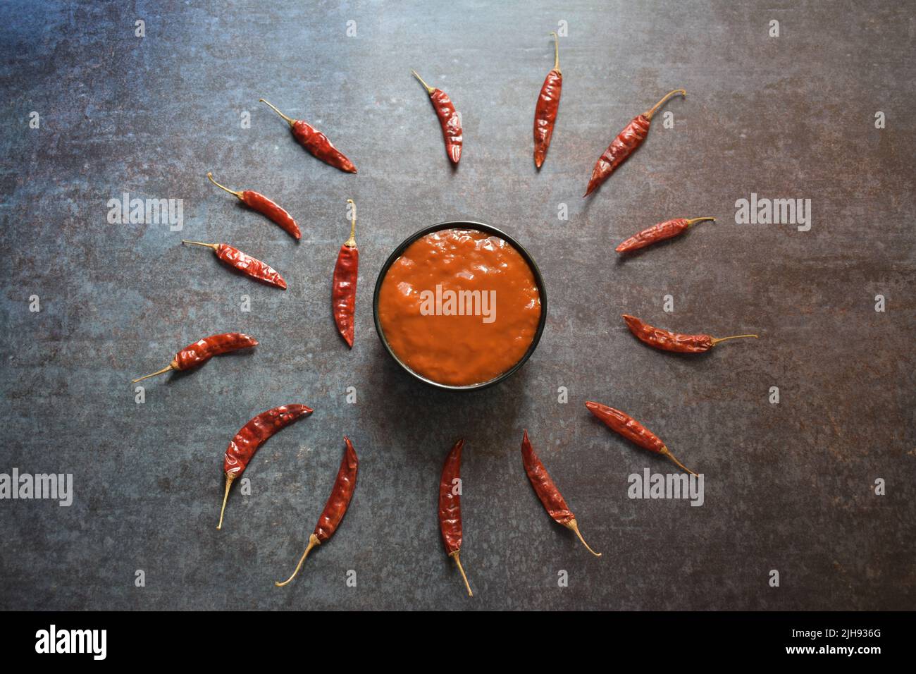 Fresh spicy red chilli sauce in bowl Stock Photo - Alamy