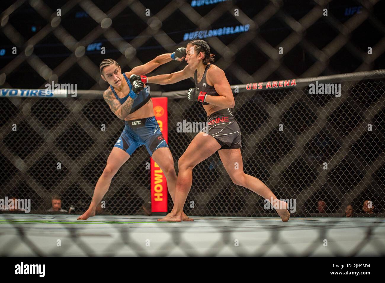 LONG ISLAND, NY - JULY 16: (L-R) Emily Ducote punches Jessica Penne in ...