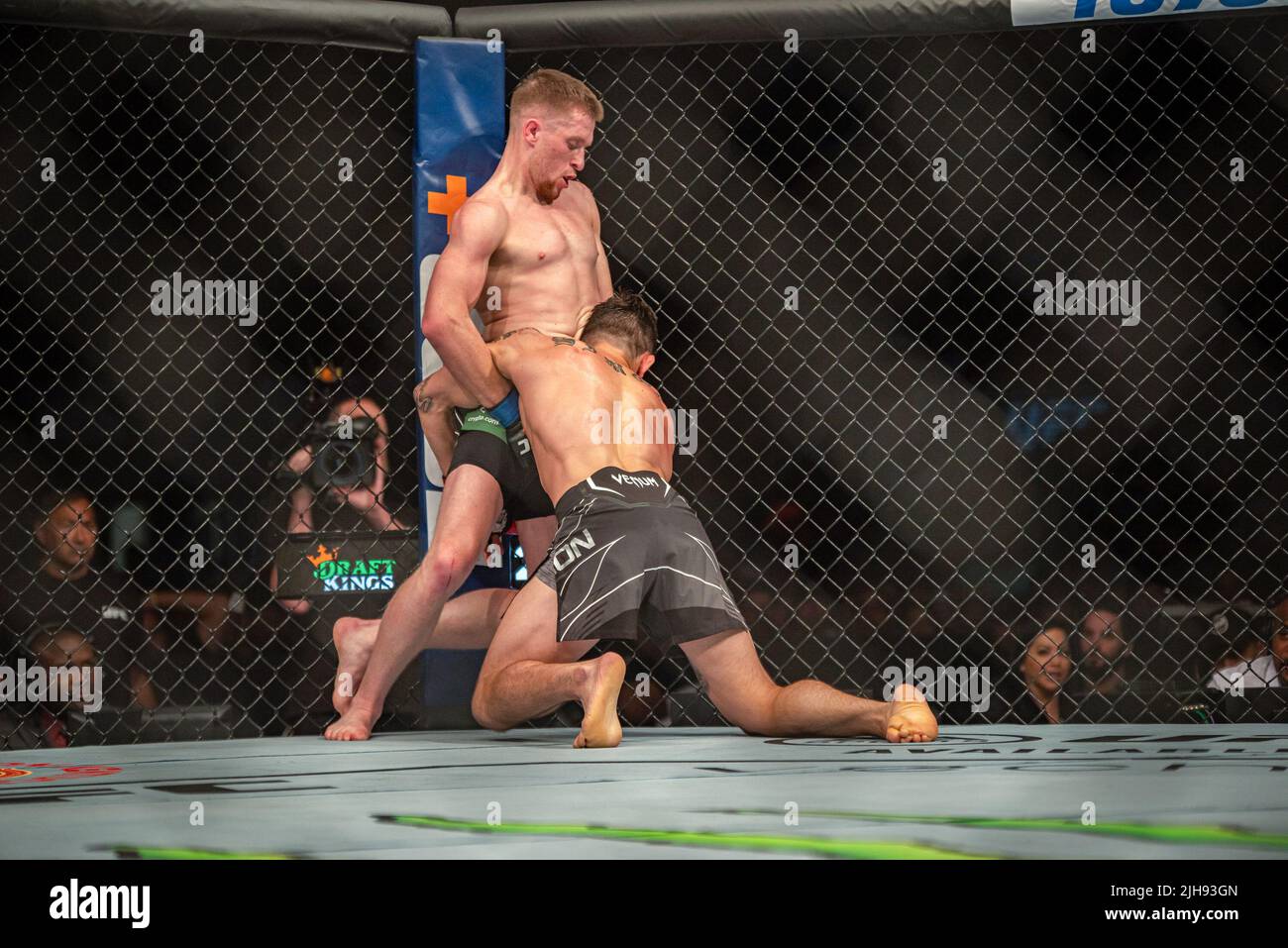 LONG ISLAND, NY - JULY 16: (R-L) Ricky Simon controls the body of Jack Shore in their ...