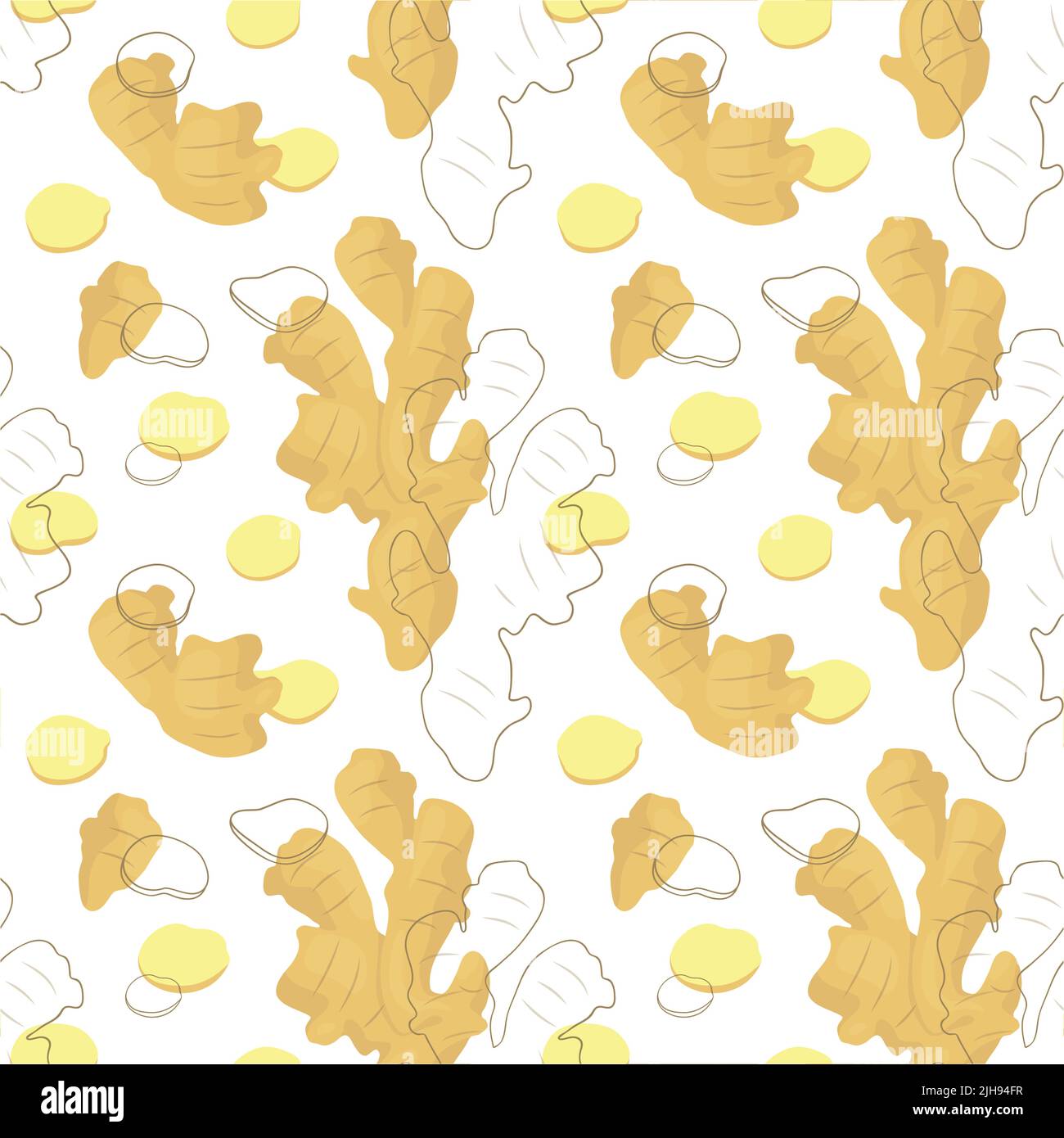 Seamless vector pattern background of ginger root made of simple ...