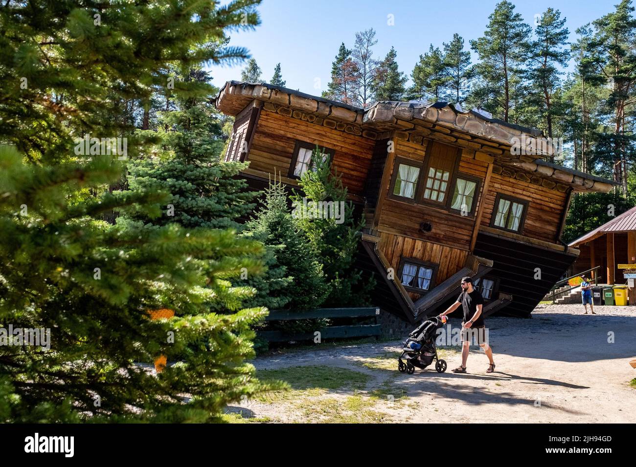 Szymbark, Poland. 12th July, 2022. A view of an upside down house in ...