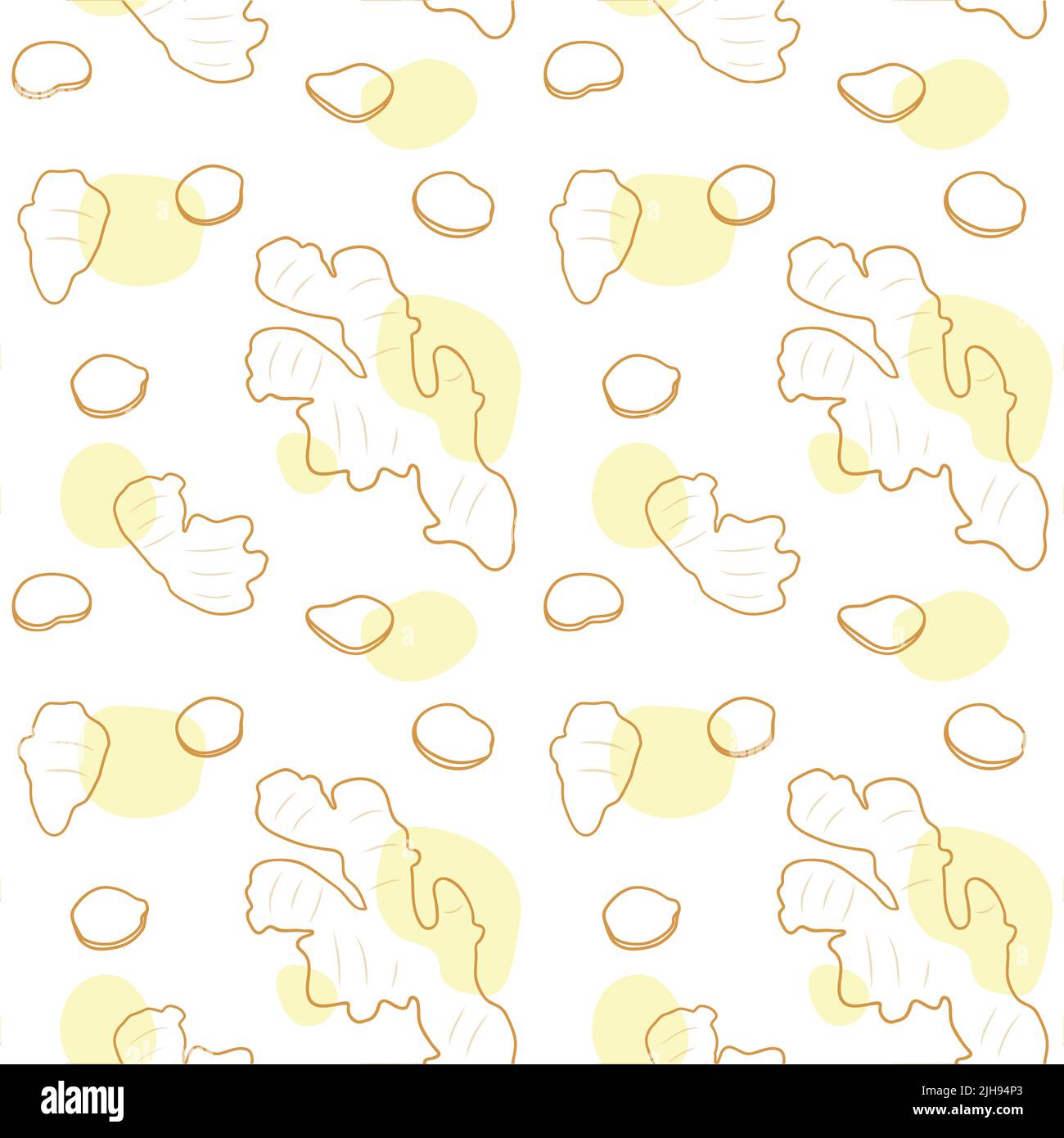 Seamless vector pattern background of ginger root made of simple ...