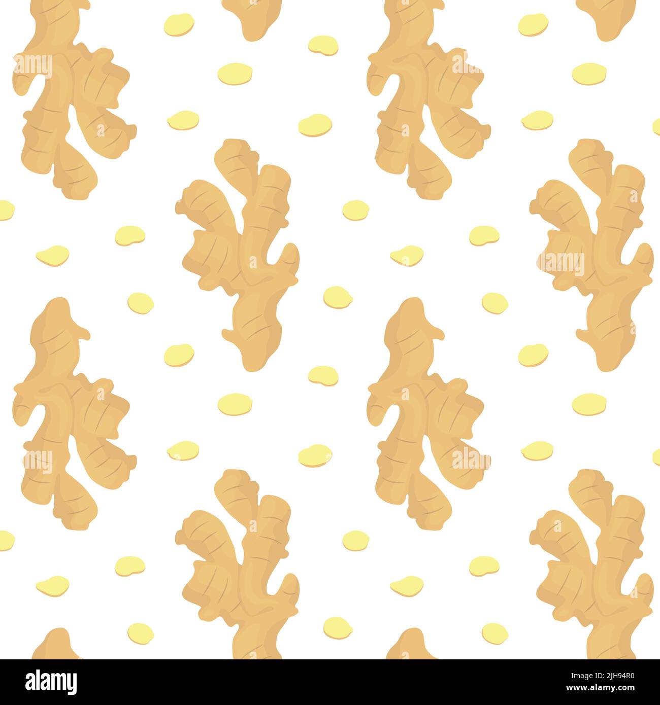 Seamless vector pattern background of ginger root made of simple ...