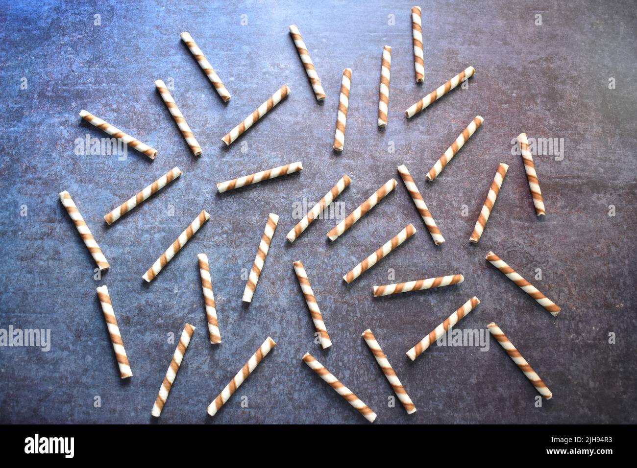 Crunchy fresh wafer roll cookie Stock Photo - Alamy