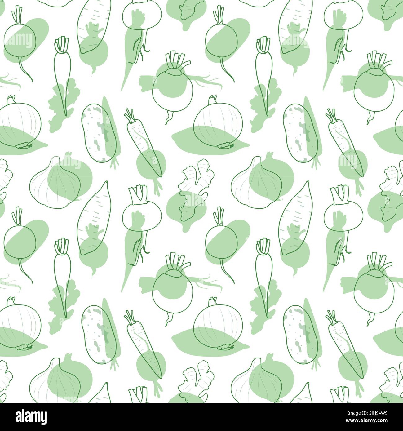 Seamless vector pattern background of root vegetables made of simple ...