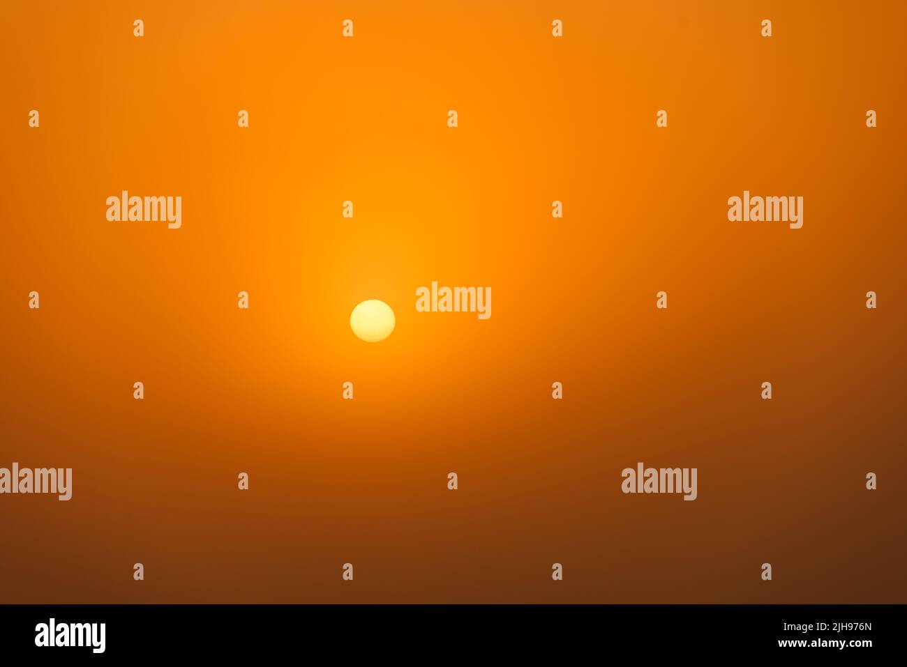 rising sun on clear golden gradient sky without horizon, minimalistic ...