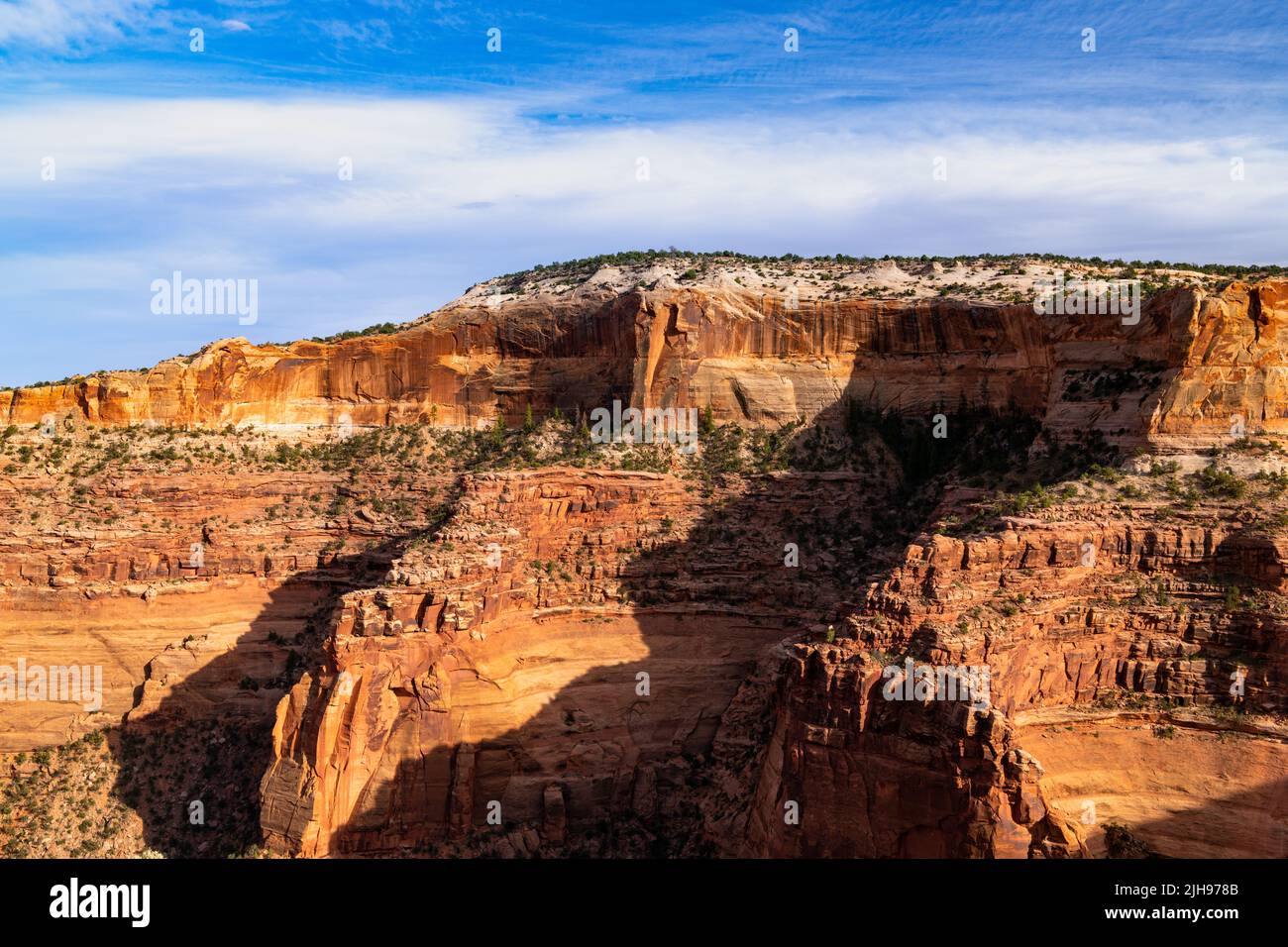 Colorful red rock sandstone cliffs of a Island in the Sky Mesa in ...