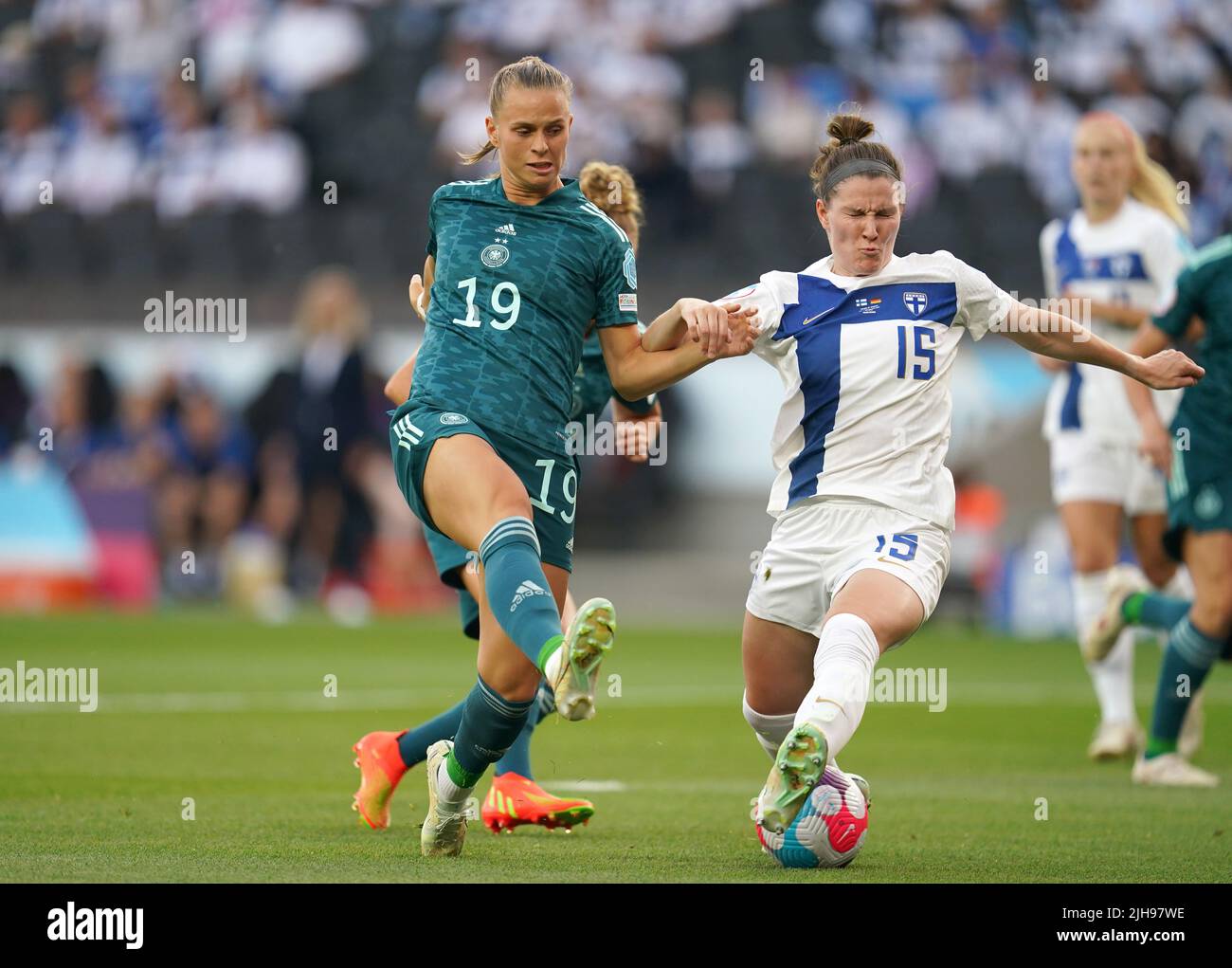 Germany's Essi Sainio (left) and Finland's Giulia Gwinn battle for the ...