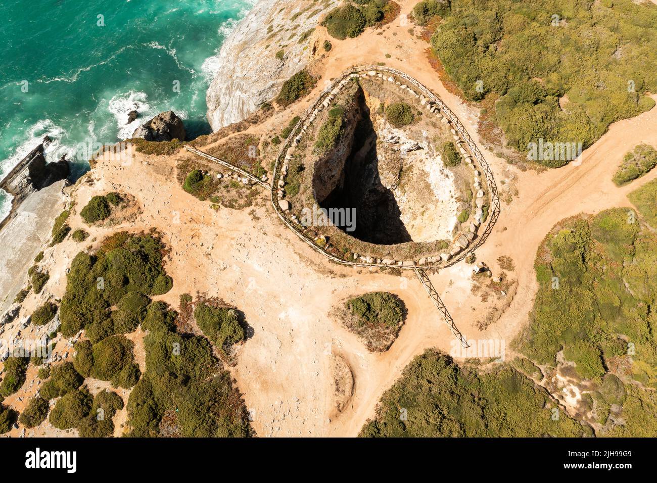 Fojo da Adraga aerial view of crumbling cliff Stock Photo - Alamy