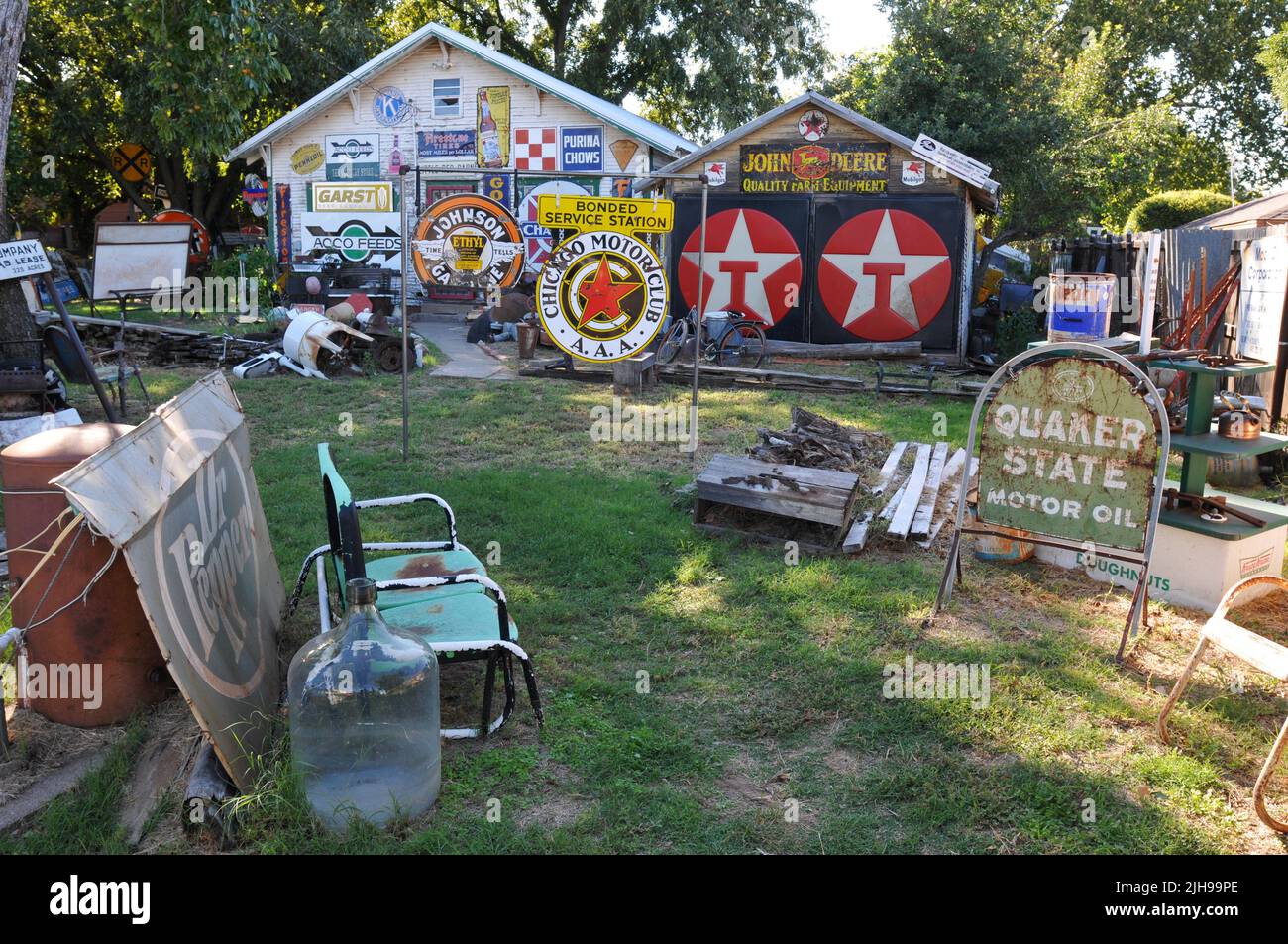 Vintage advertising signs displayed in the yard of the Sandhills ...