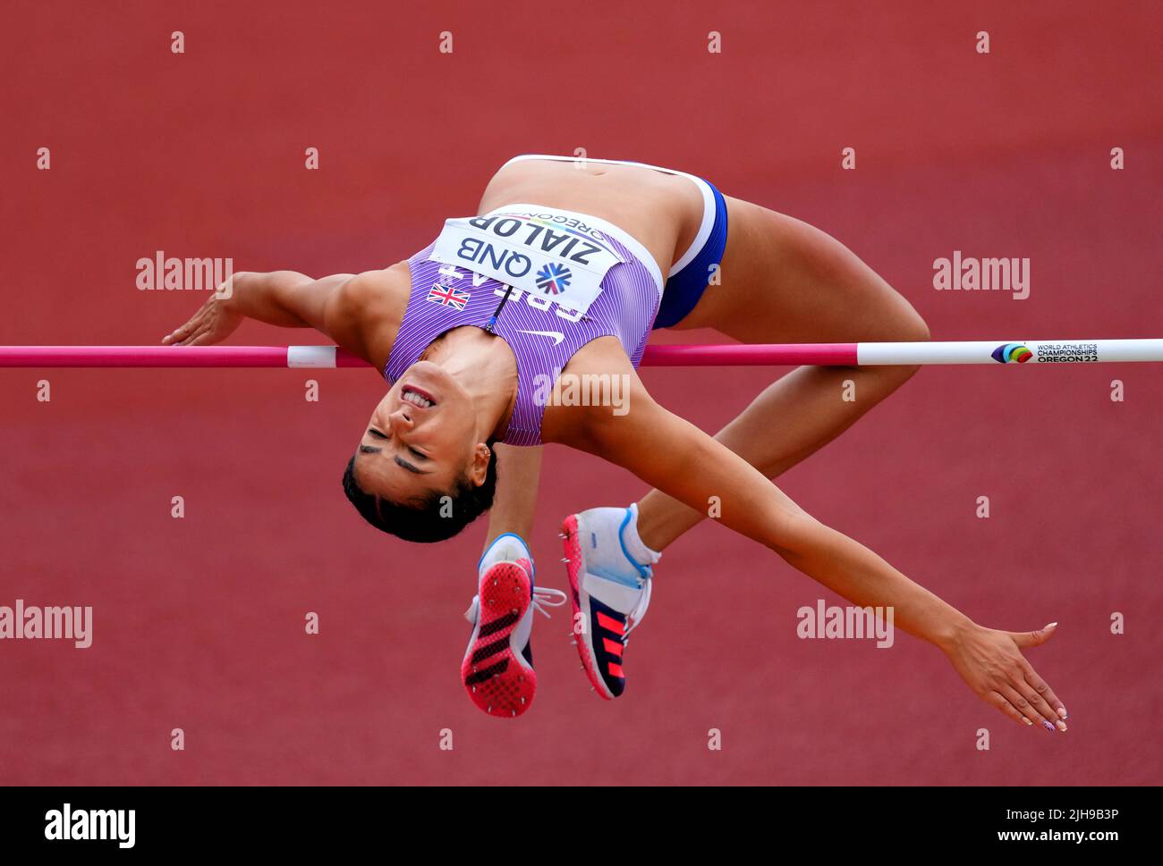 Great Britain's Laura Zialor competes in the Women's High Jump ...