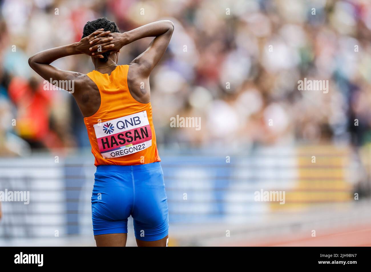EUGENE - Dutch athlete Sifan Hassan reacts after finishing fourth in ...