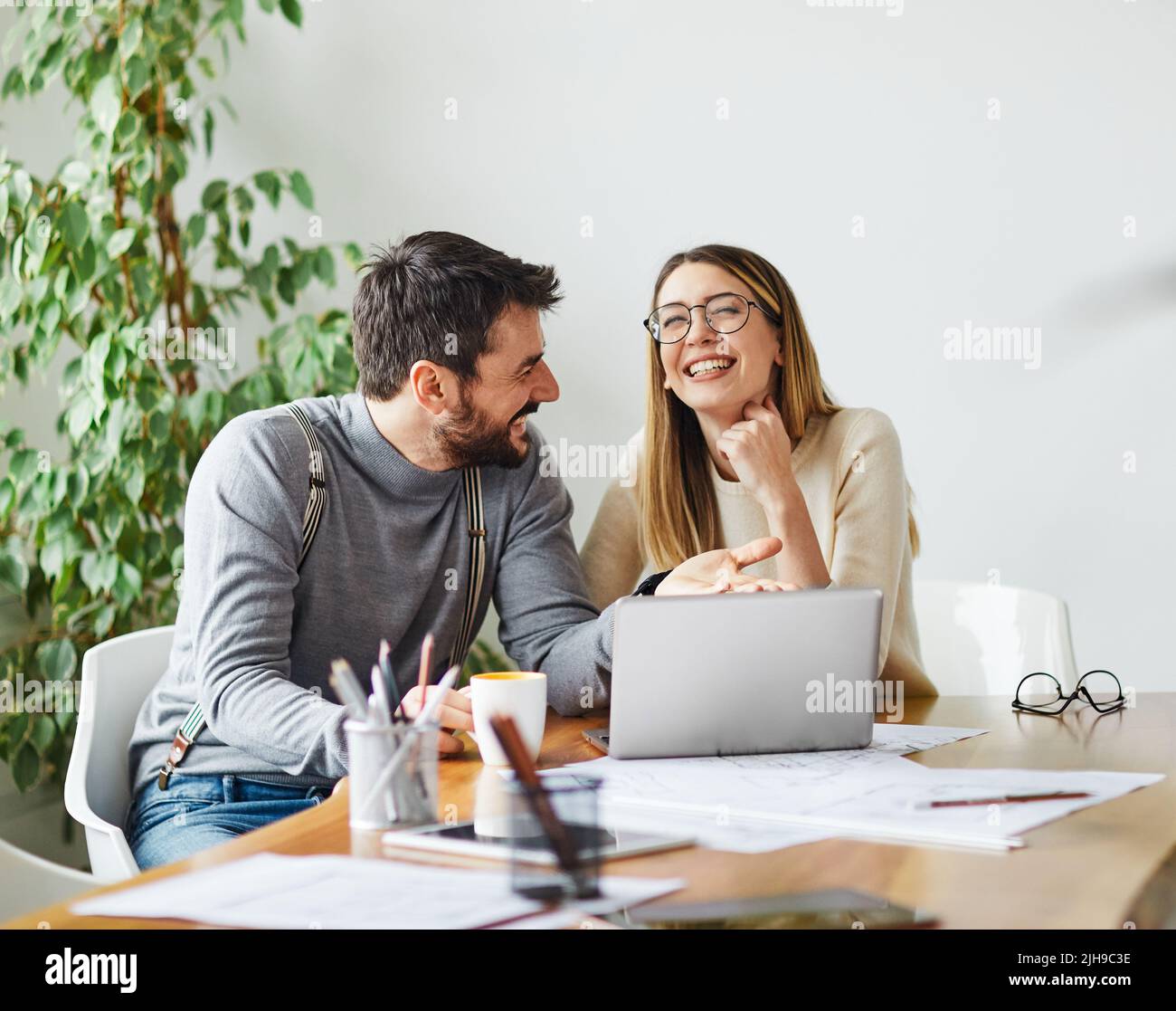 young business people meeting office teamwork happy man woman ...