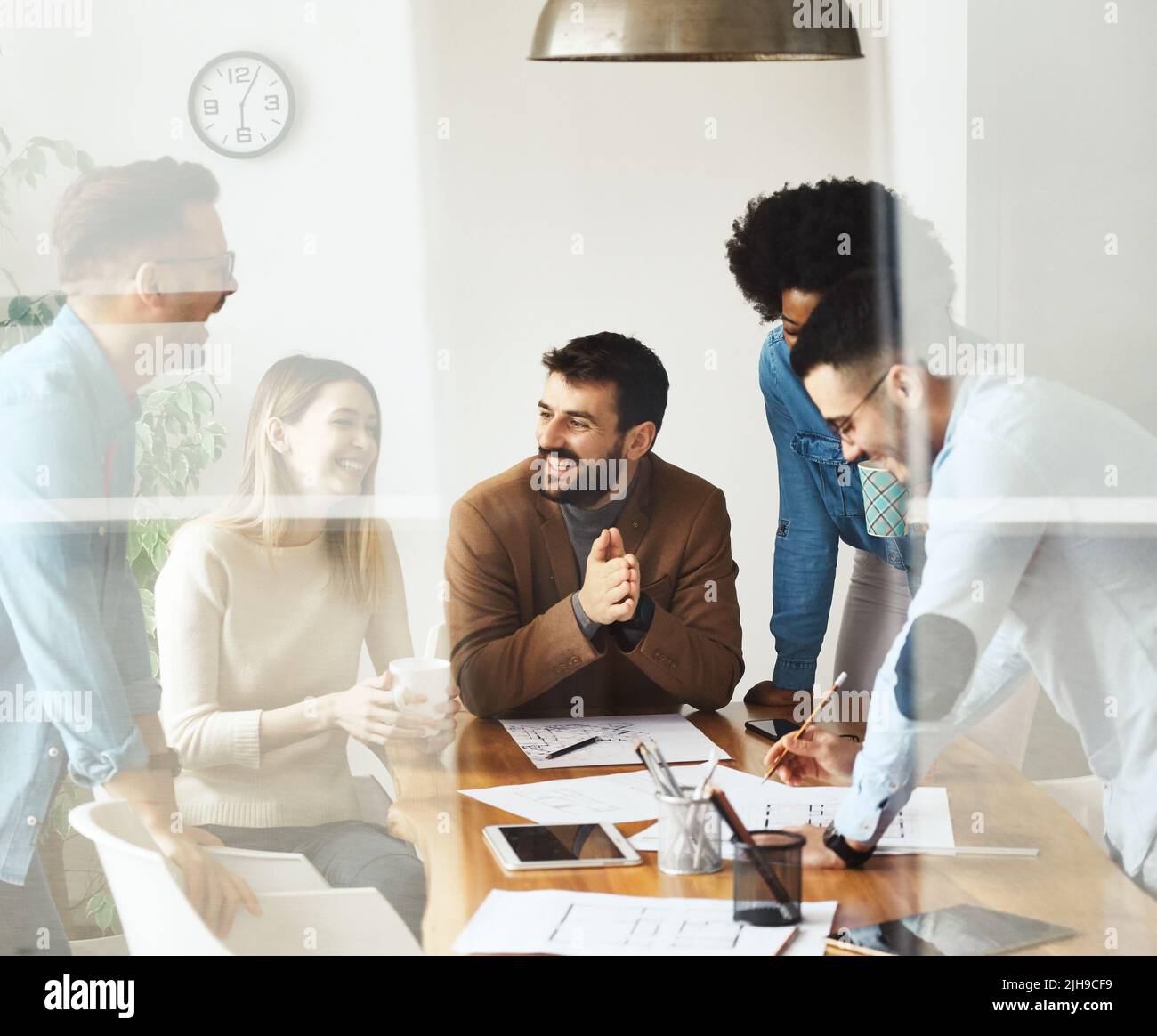 young business people meeting office teamwork happy success corporate ...