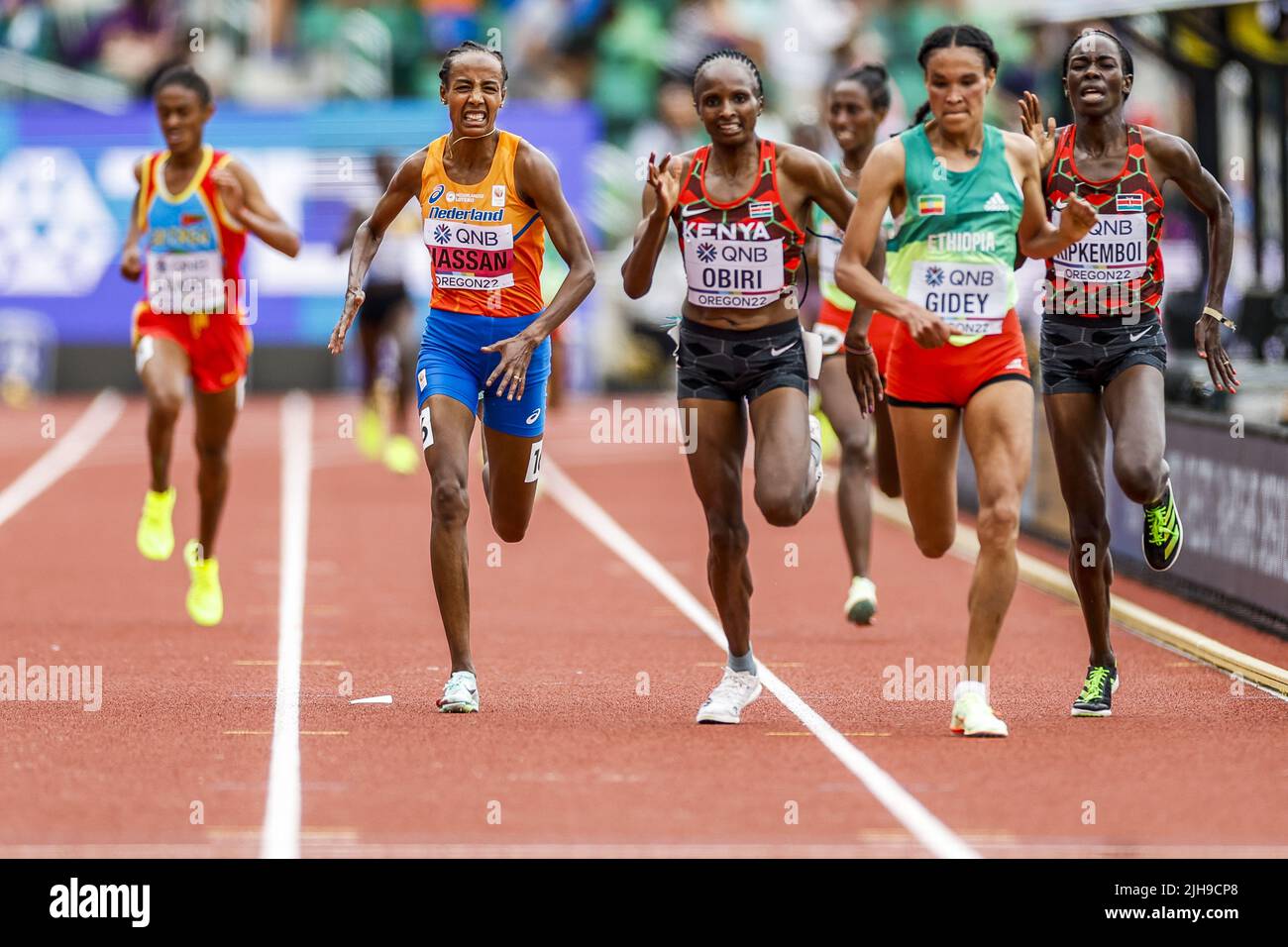 EUGENE - Dutch athlete Sifan Hassan reacts after finishing fourth in ...