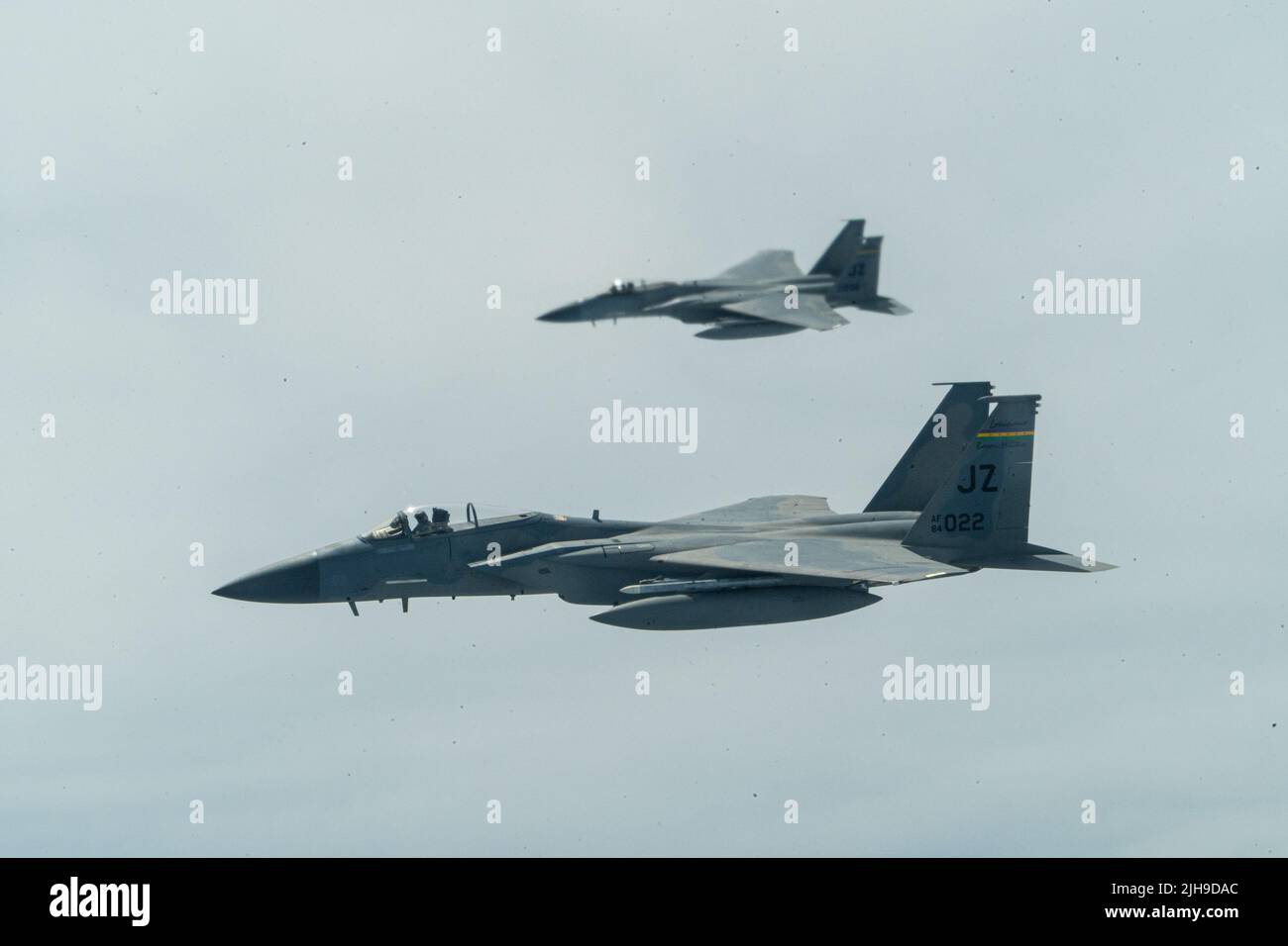 A pair of F-15 Eagles with the 159th Fighter Wing out of Louisiana fly ...