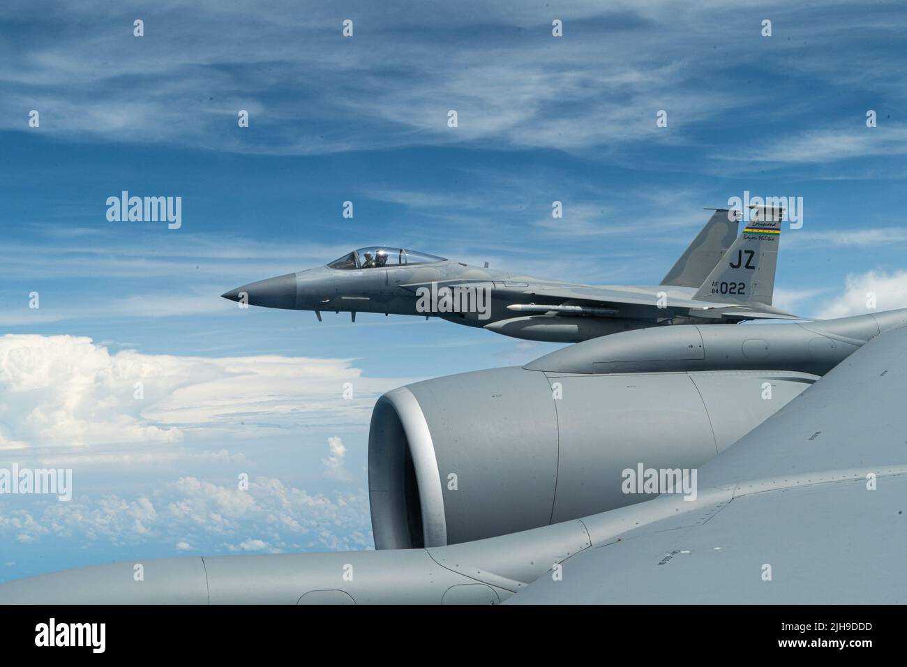 An F-15 Eagle with the 159th Fighter Wing out of Louisiana flies beside ...
