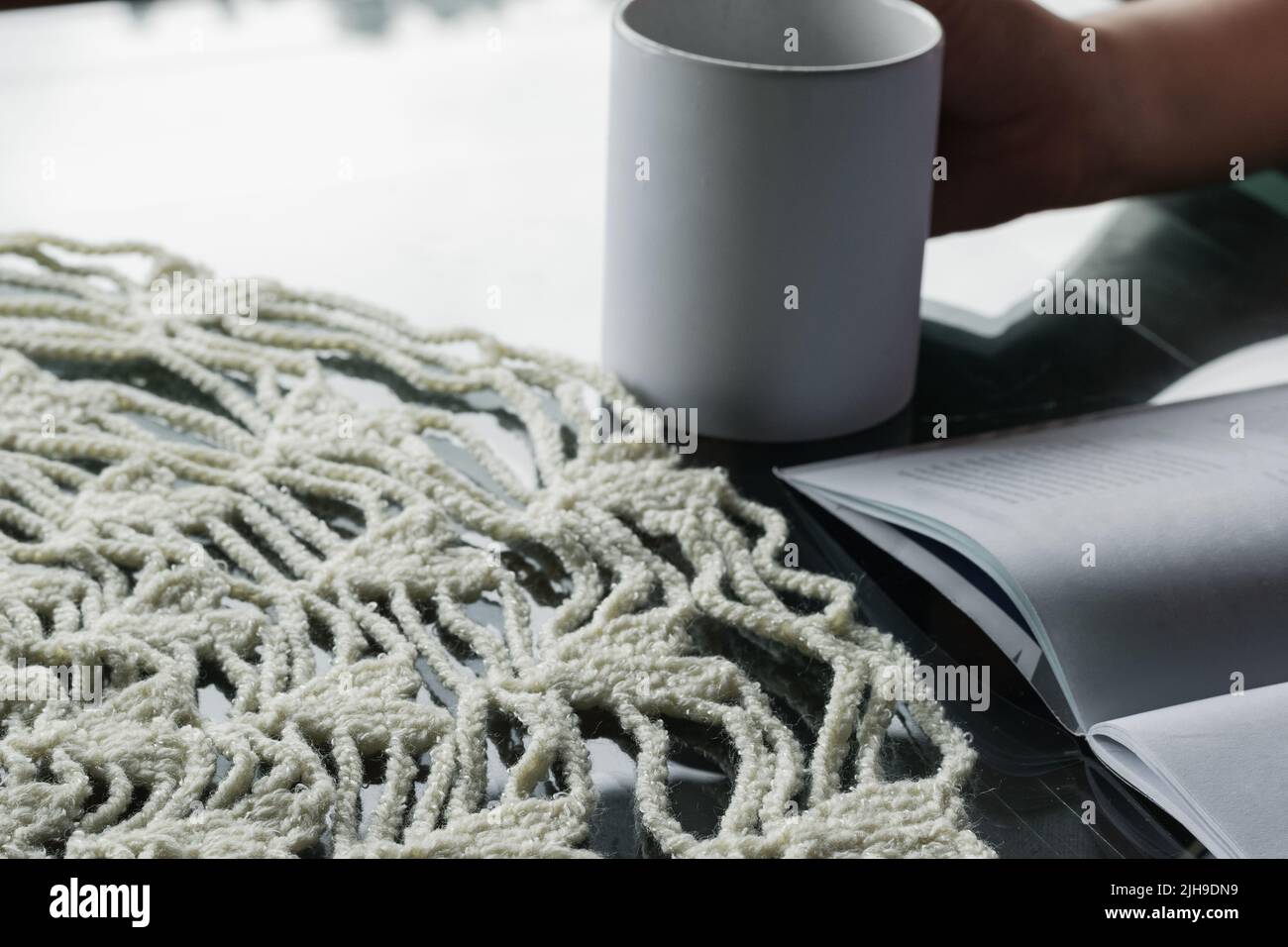 tablecloth for dining table, knitted in wool with crochet technique ...