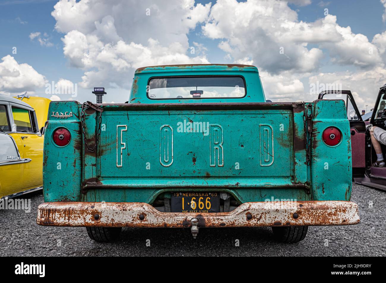 Lebanon, TN - May 14, 2022: Low perspective rear view of a 1960 Ford ...