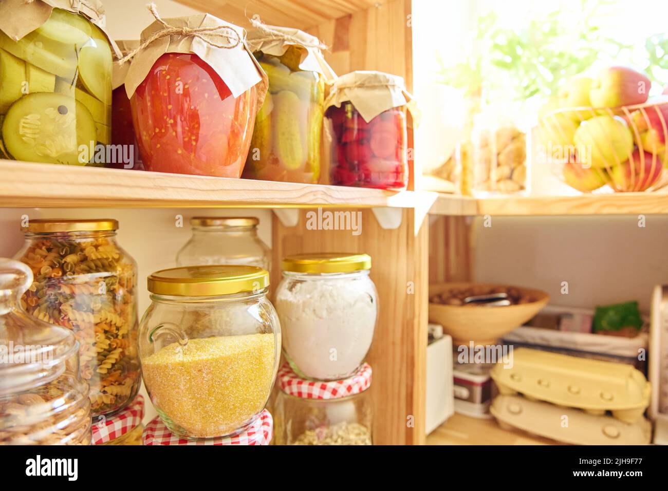 Storage of food in the kitchen in the pantry Stock Photo - Alamy