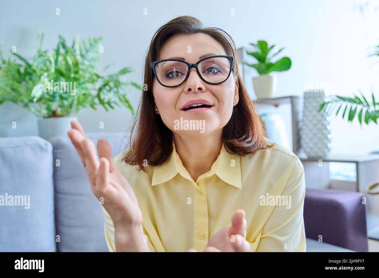 Webcam view caucasian middle aged hi-res stock photography and images ...