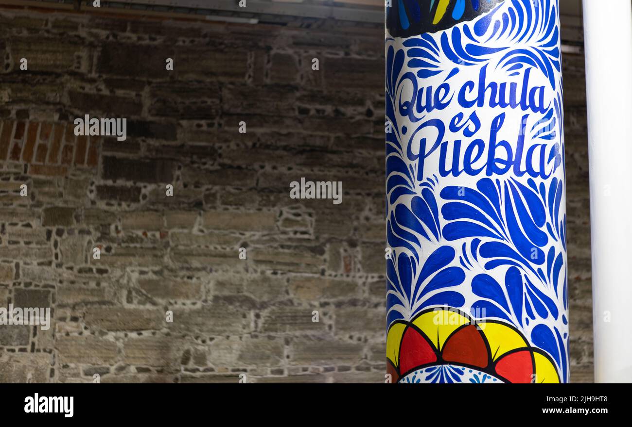 Big post pilaster with traditional mexican talavera pottery style ...