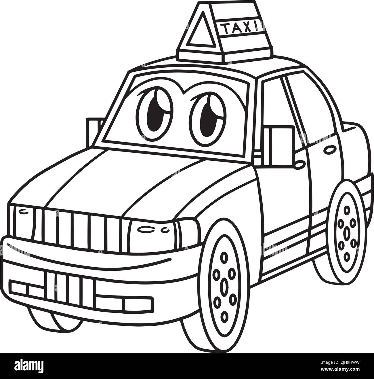 Taxi with Face Vehicle Coloring Page for Kids Stock Vector Image & Art ...