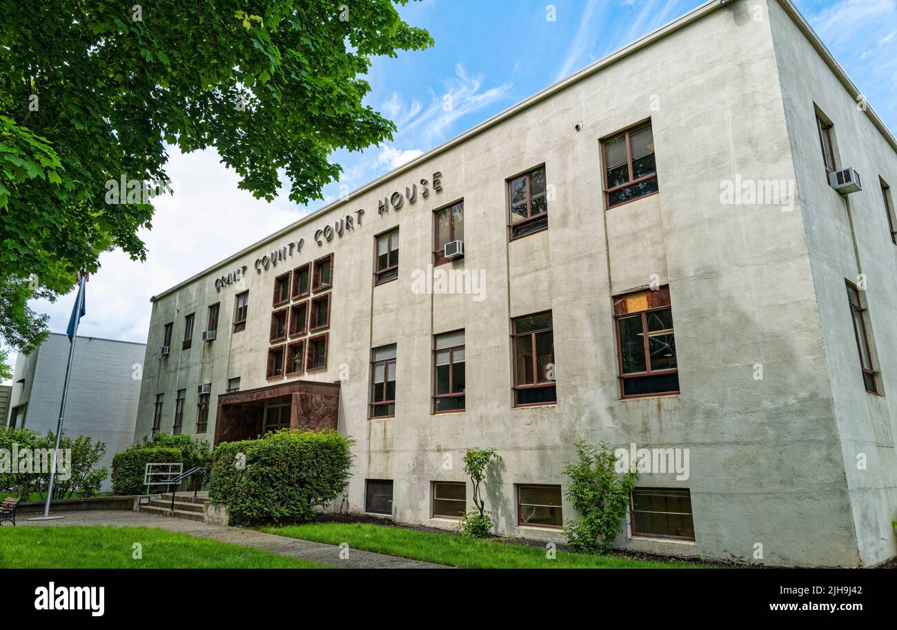 The front corner of the Grant County Courthouse in Canyon City, Oregon ...