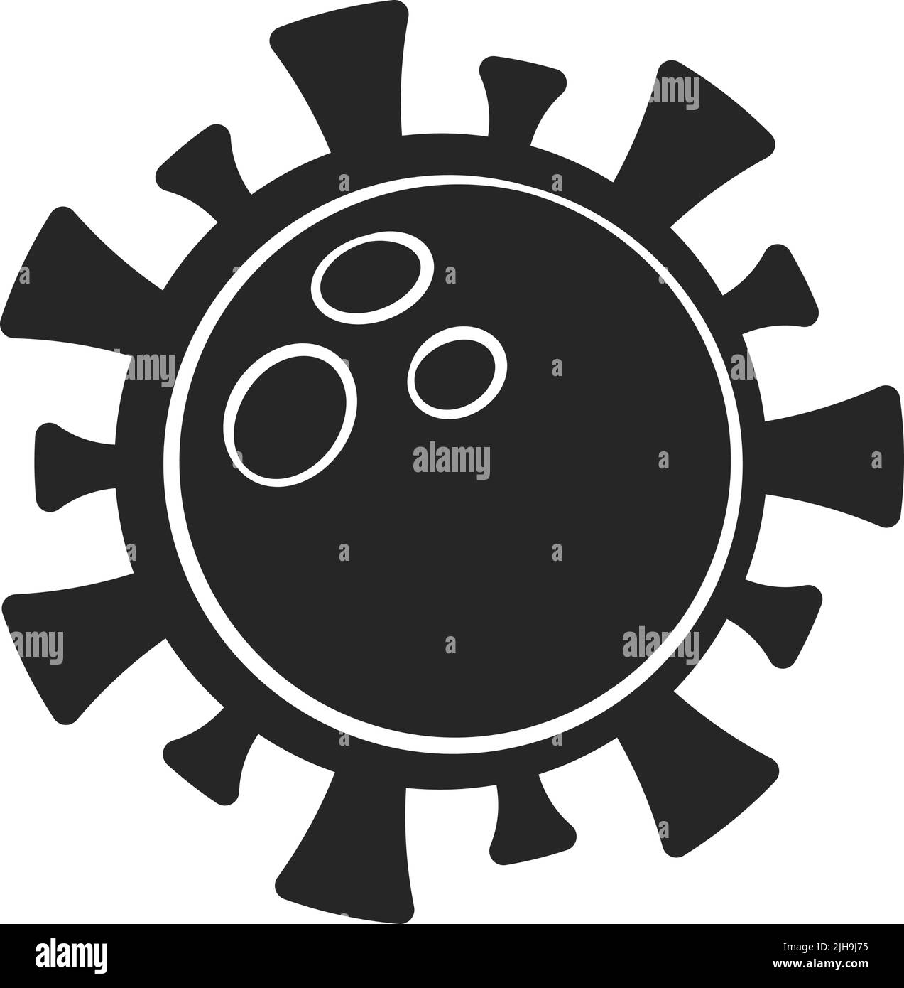 Health risk symbol of a virus or bacteria in black fill as a hand drawn ...