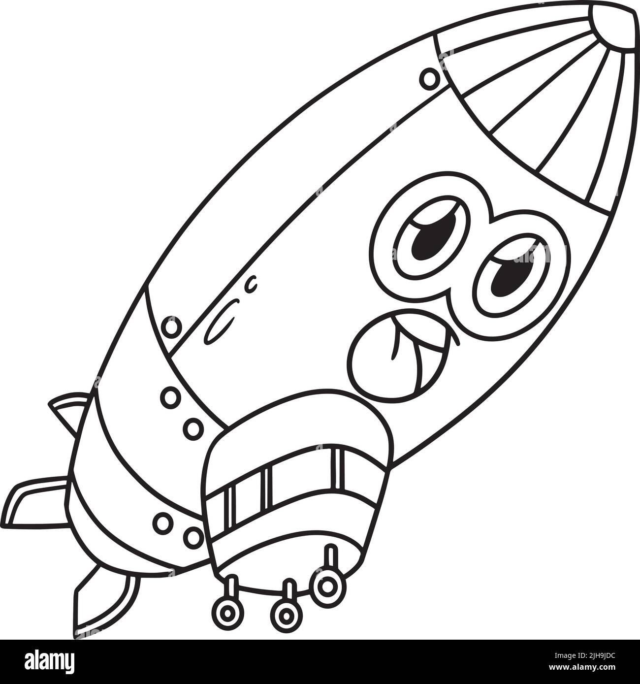 Zeppelin with Face Vehicle Coloring Page for Kids Stock Vector Image ...