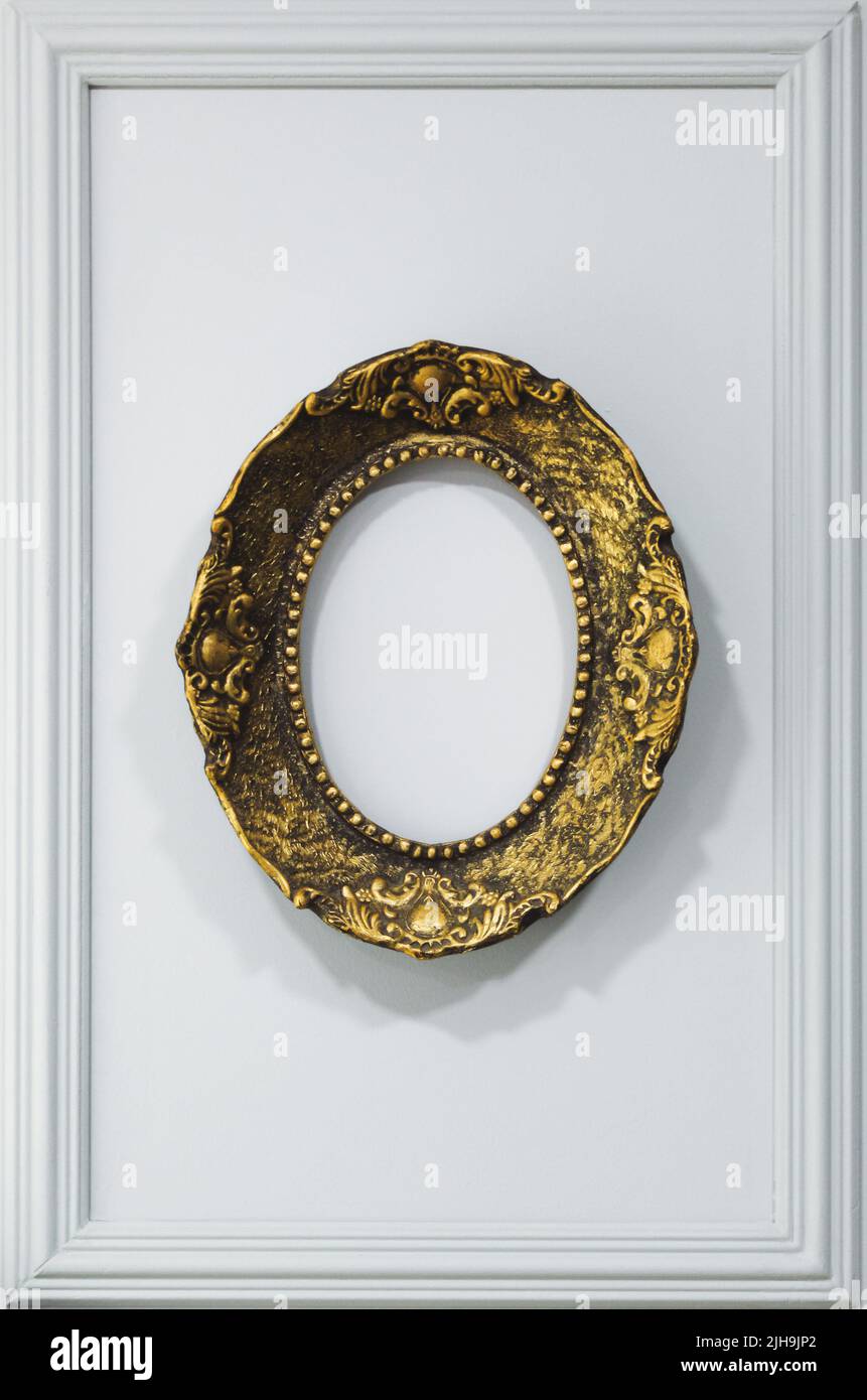 Retro golden painting frame on white background. Copy space Stock Photo ...