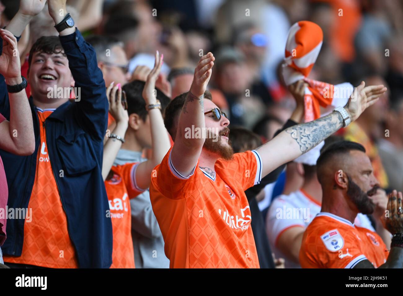 Blackpool fans during the game Stock Photo - Alamy