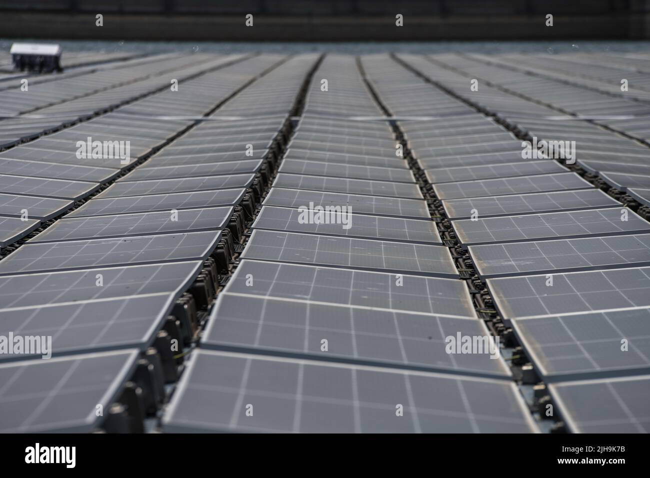 July 15, 2022, Alqueva, Alentejo, Portugal: View of the photovoltaic ...