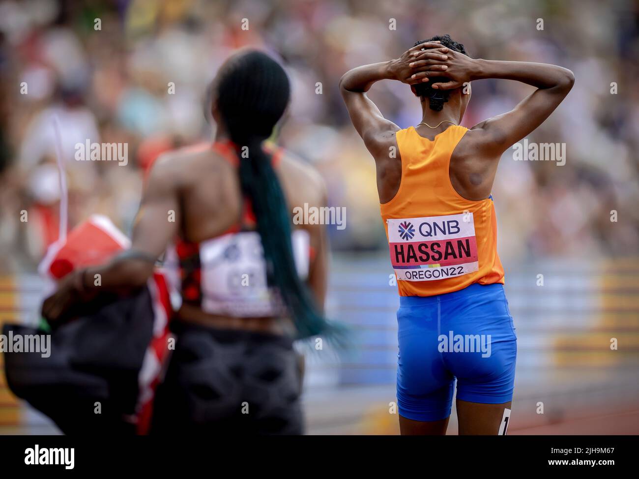 EUGENE - Dutch athlete Sifan Hassan reacts after finishing fourth in ...