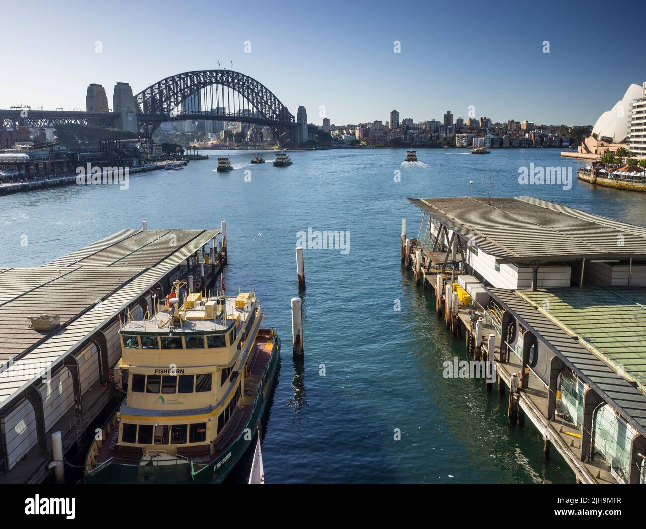 Sydney's Circular Quay wharves 4 and 3 on Sydney Cove. The harbour ...