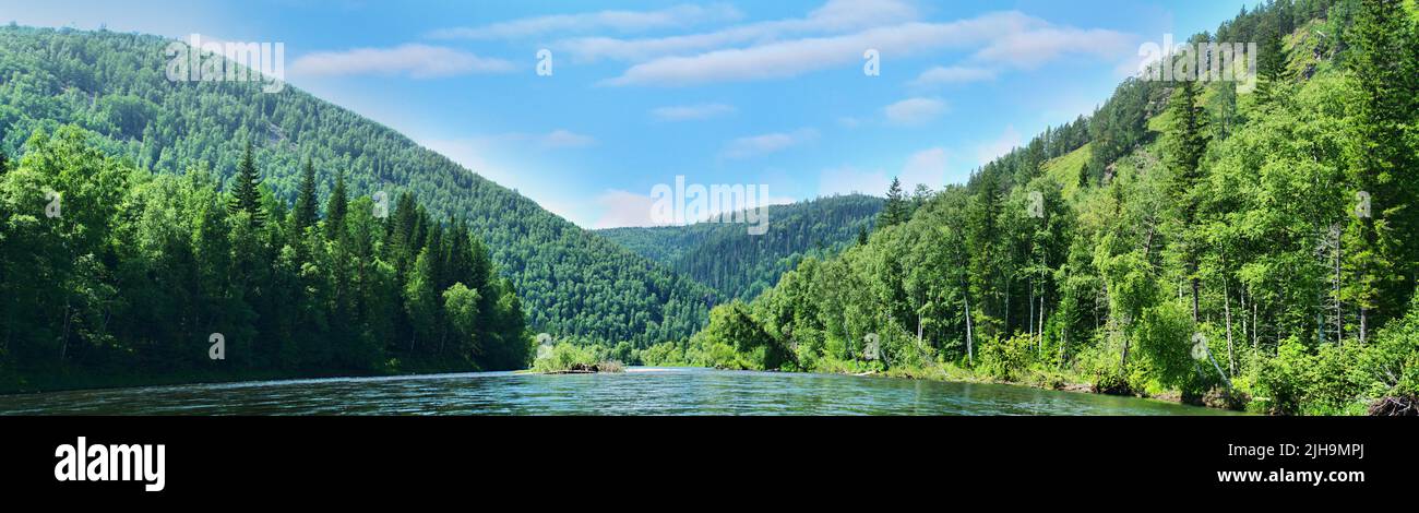 Geography. Middle Siberia (south part). Panorama of powerful rivers and ...