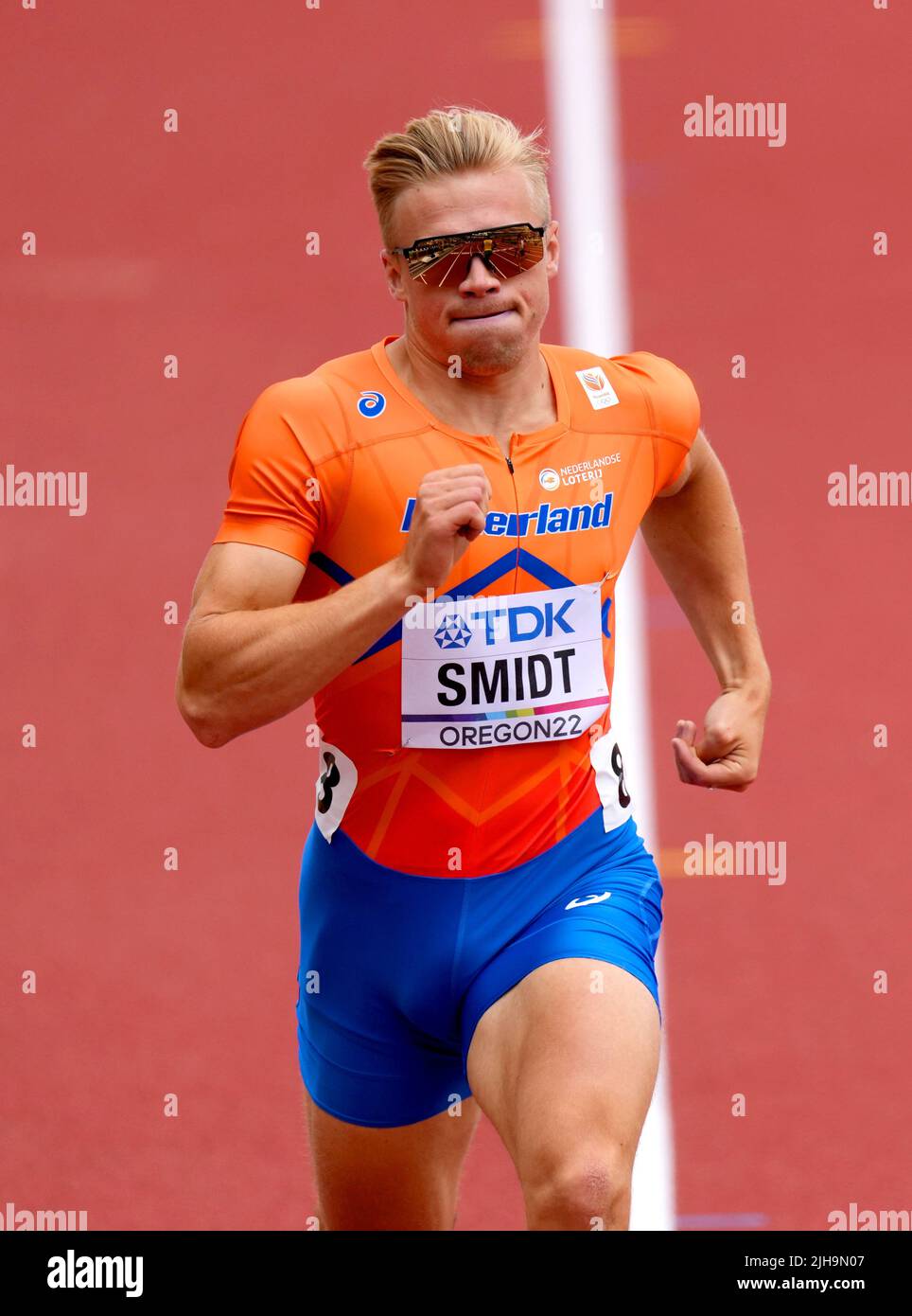 Netherland's Nick Smidt competes in Heat 2 of the Men's 400 Metres ...