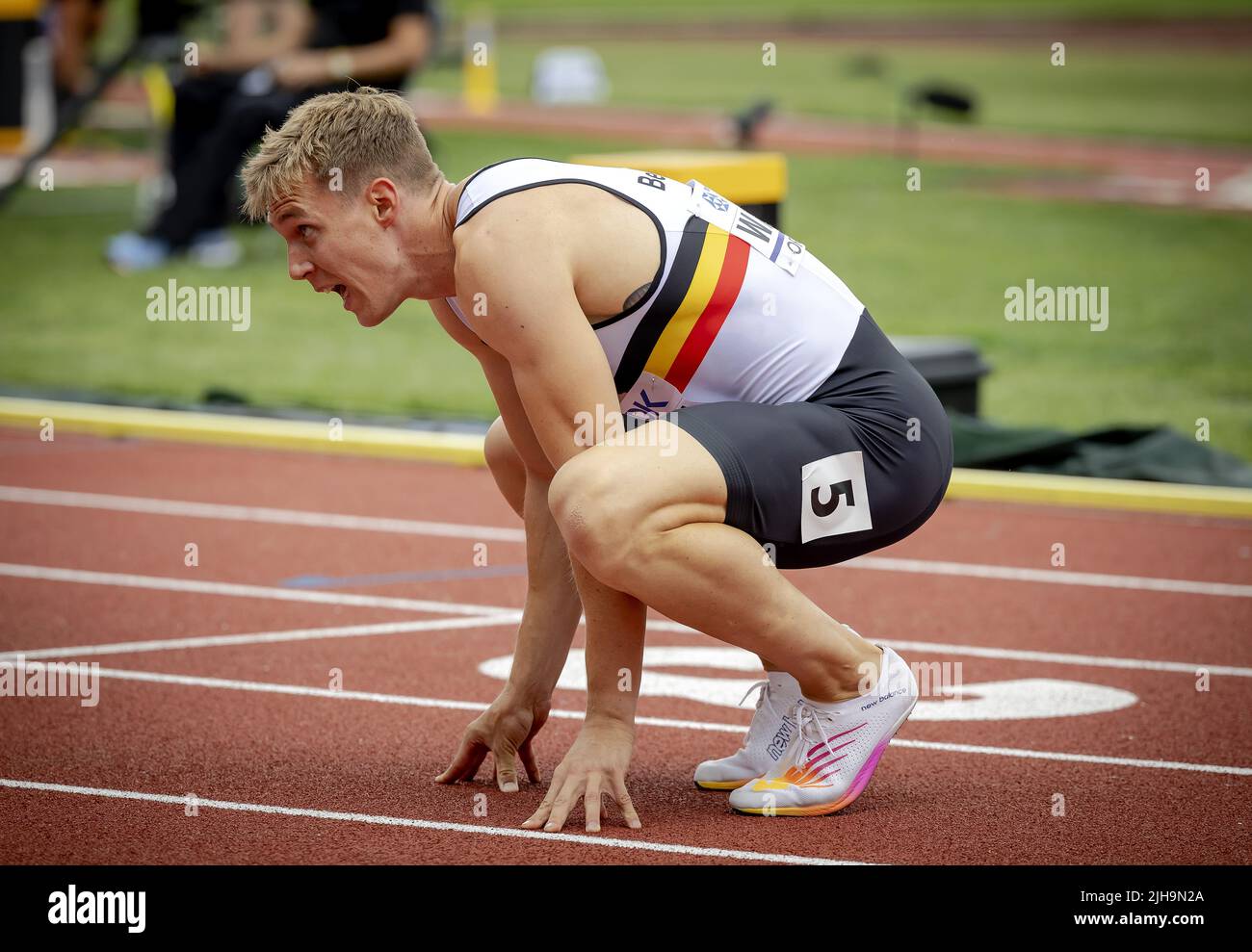 EUGENE - Julien Watrin (BEL) in action during the 400m hurdles series ...