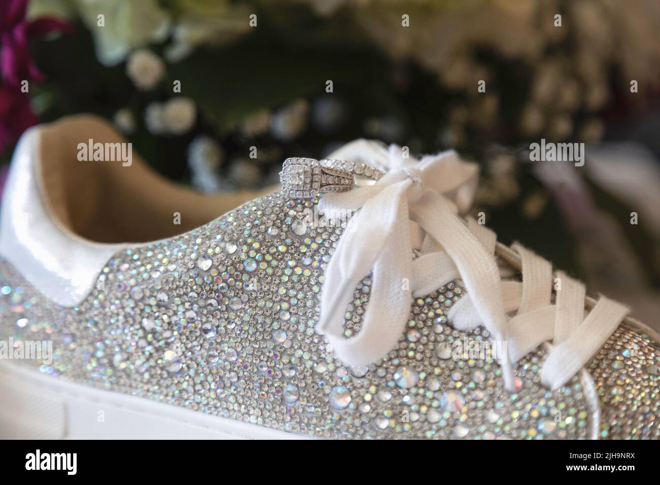 Engagement bride shoes wedding rings hi-res stock photography and ...