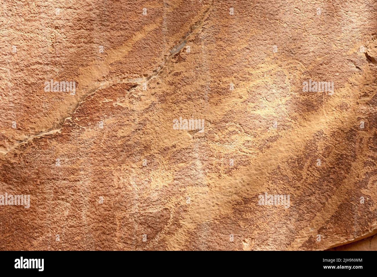 Petroglyph or rock art carvings of Native Americans on a canyon wall in ...