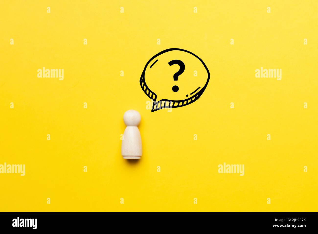Question mark concept or FAQ. sign over person Stock Photo - Alamy
