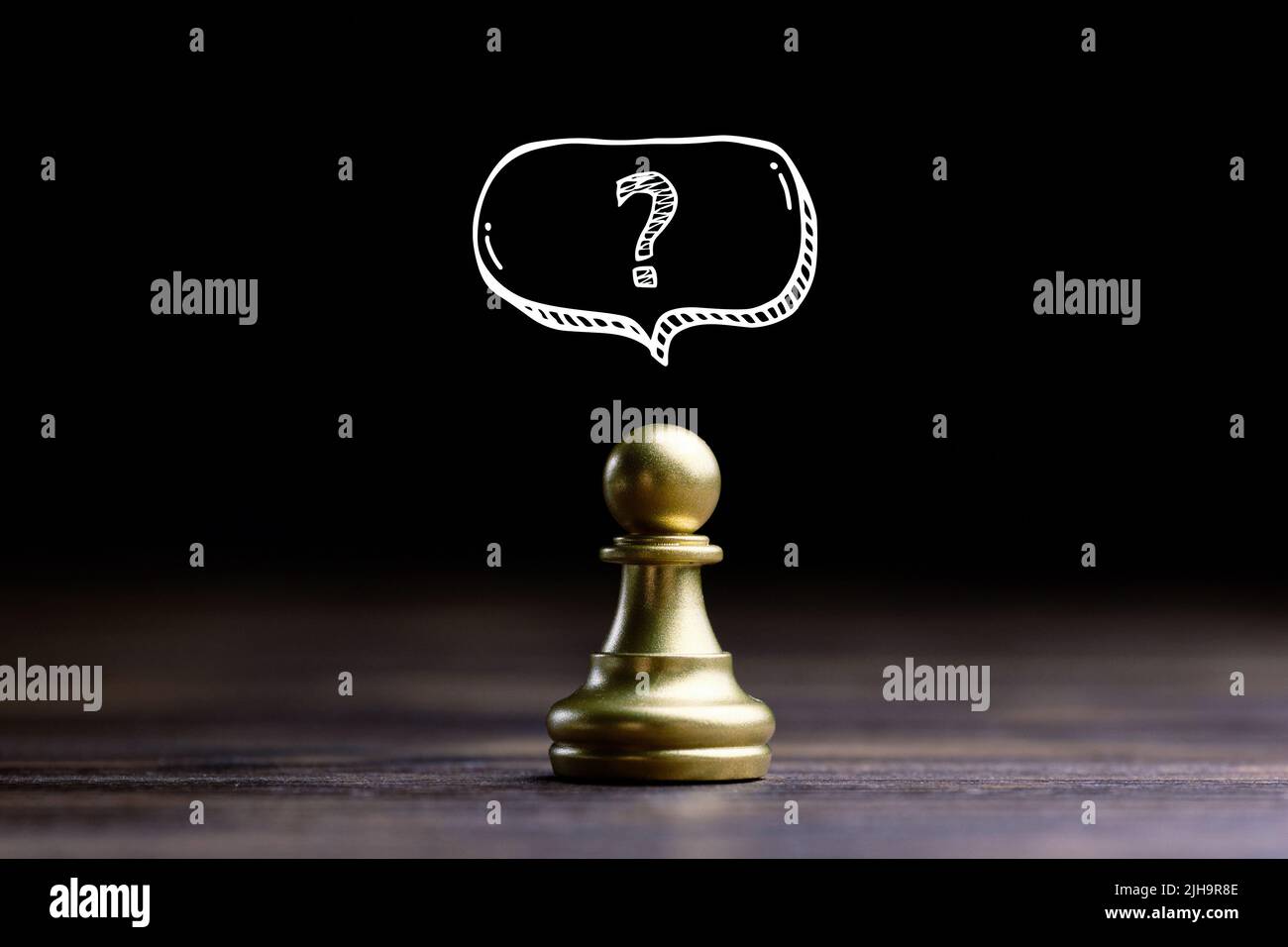Question mark concept or FAQ. Sign over chess pawn Stock Photo - Alamy