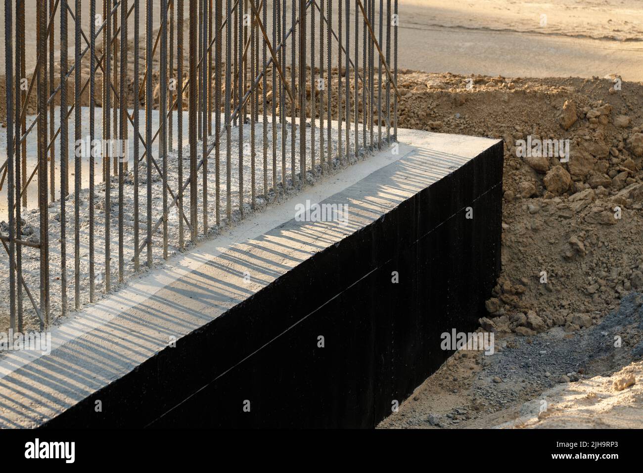 A section of formwork with reinforcement. Construction of viaduct ...