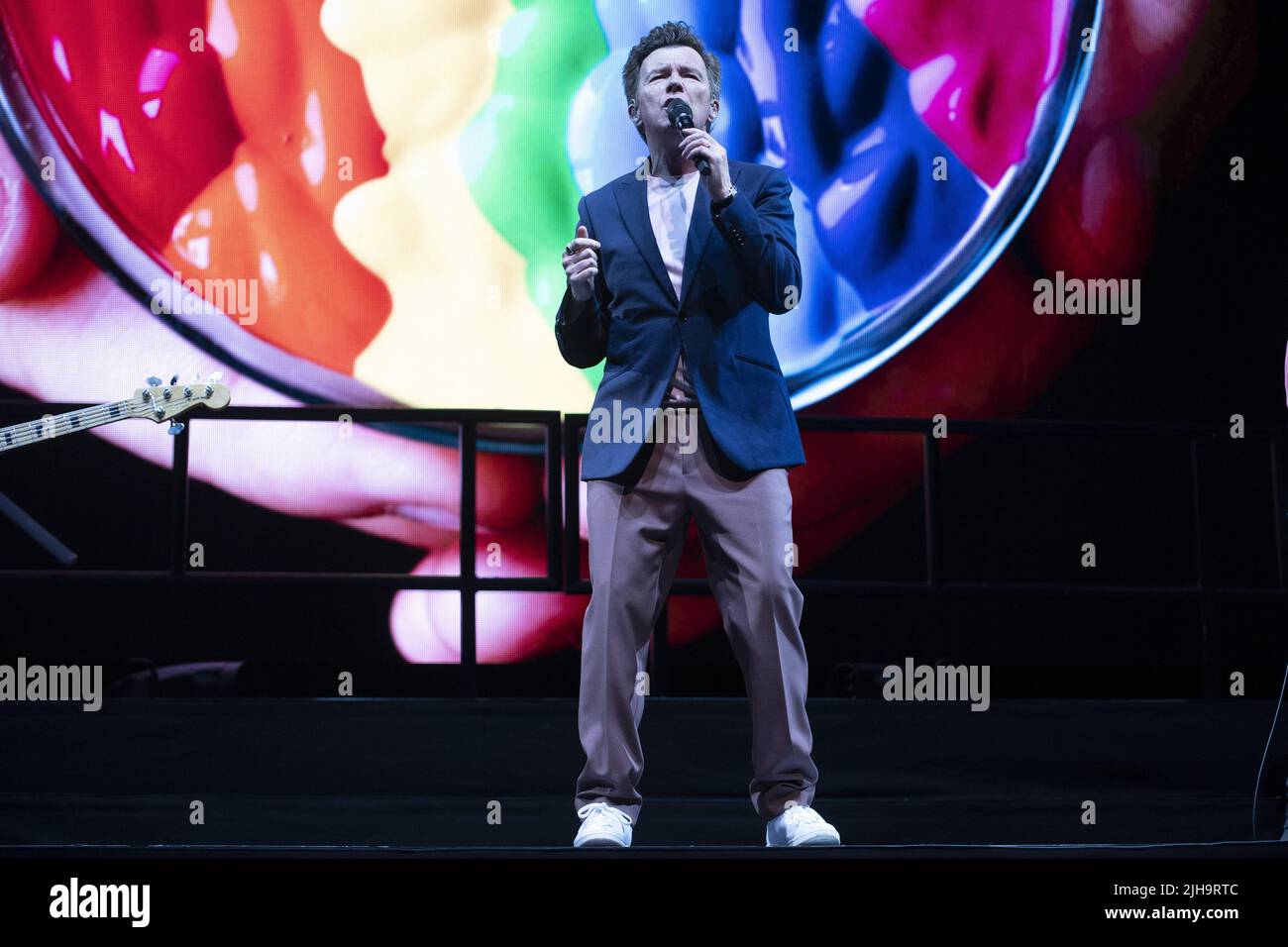 Rick Astley performing in concert at the First Direct Arena in Leeds on ...