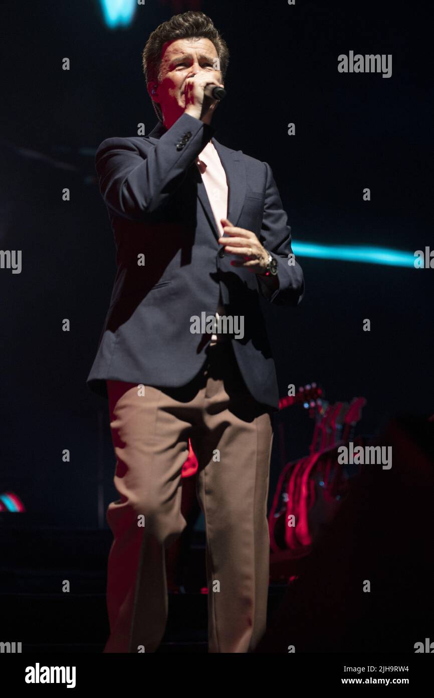 Rick Astley performing in concert at the First Direct Arena in Leeds on ...