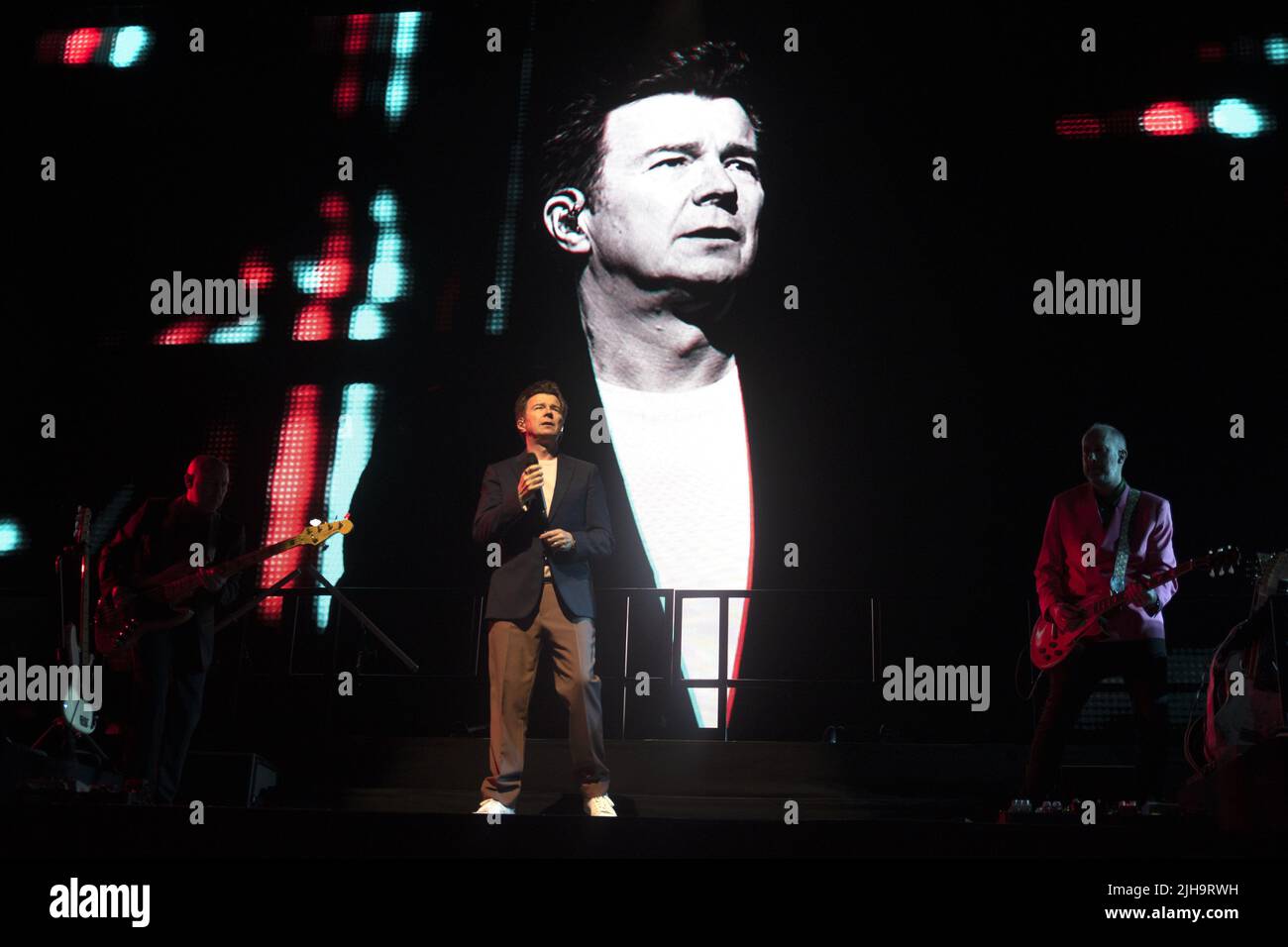 Rick Astley performing in concert at the First Direct Arena in Leeds on ...