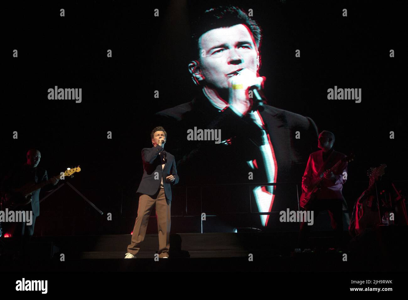 Rick Astley performing in concert at the First Direct Arena in Leeds on ...