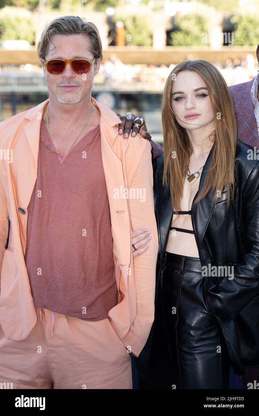 Brad Pitt and Joey King attend the Bullet Train Photocall at Bateau ...