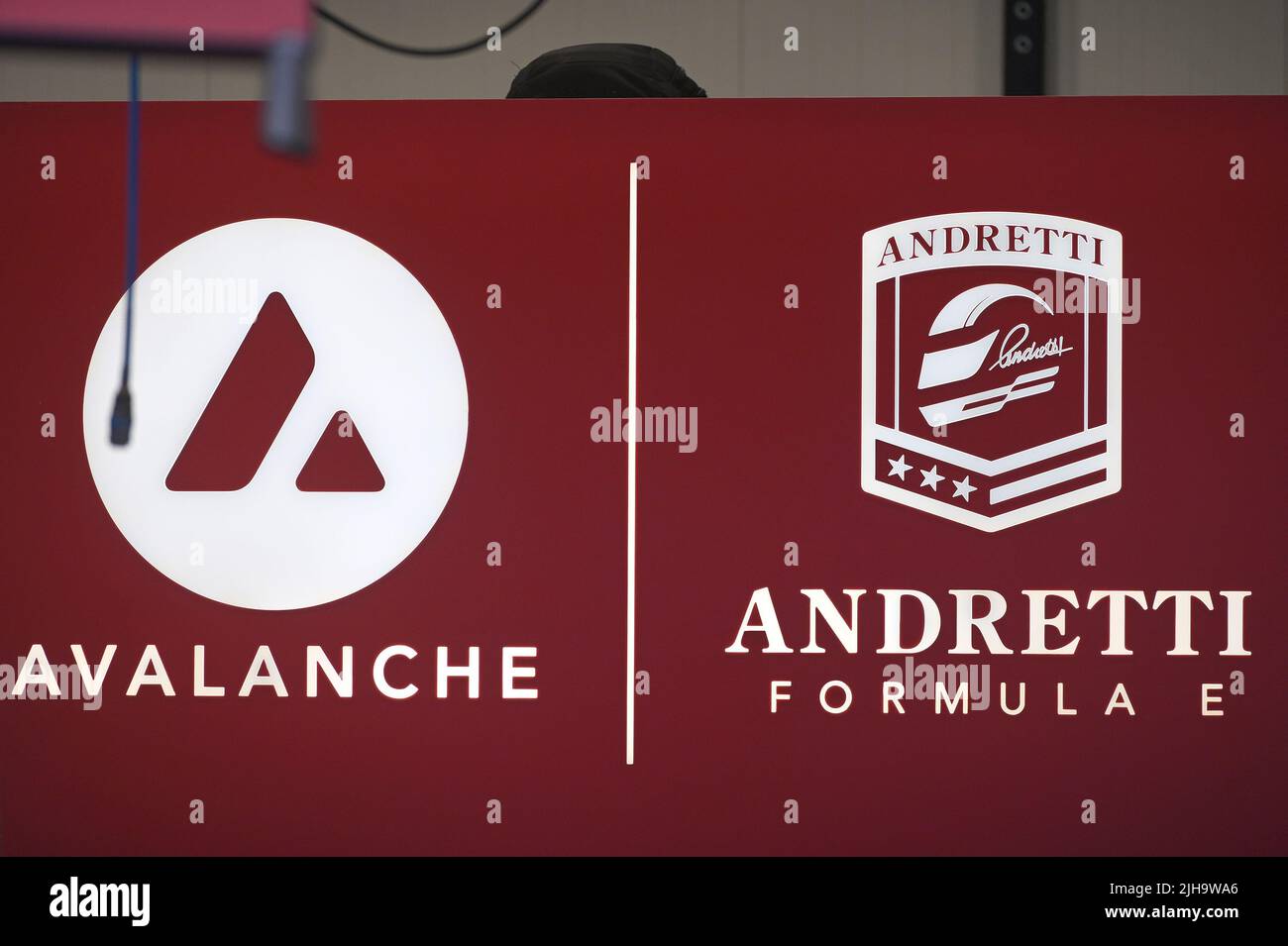 Andretti Formula E team Avalanche logos seen in their garages in pit ...