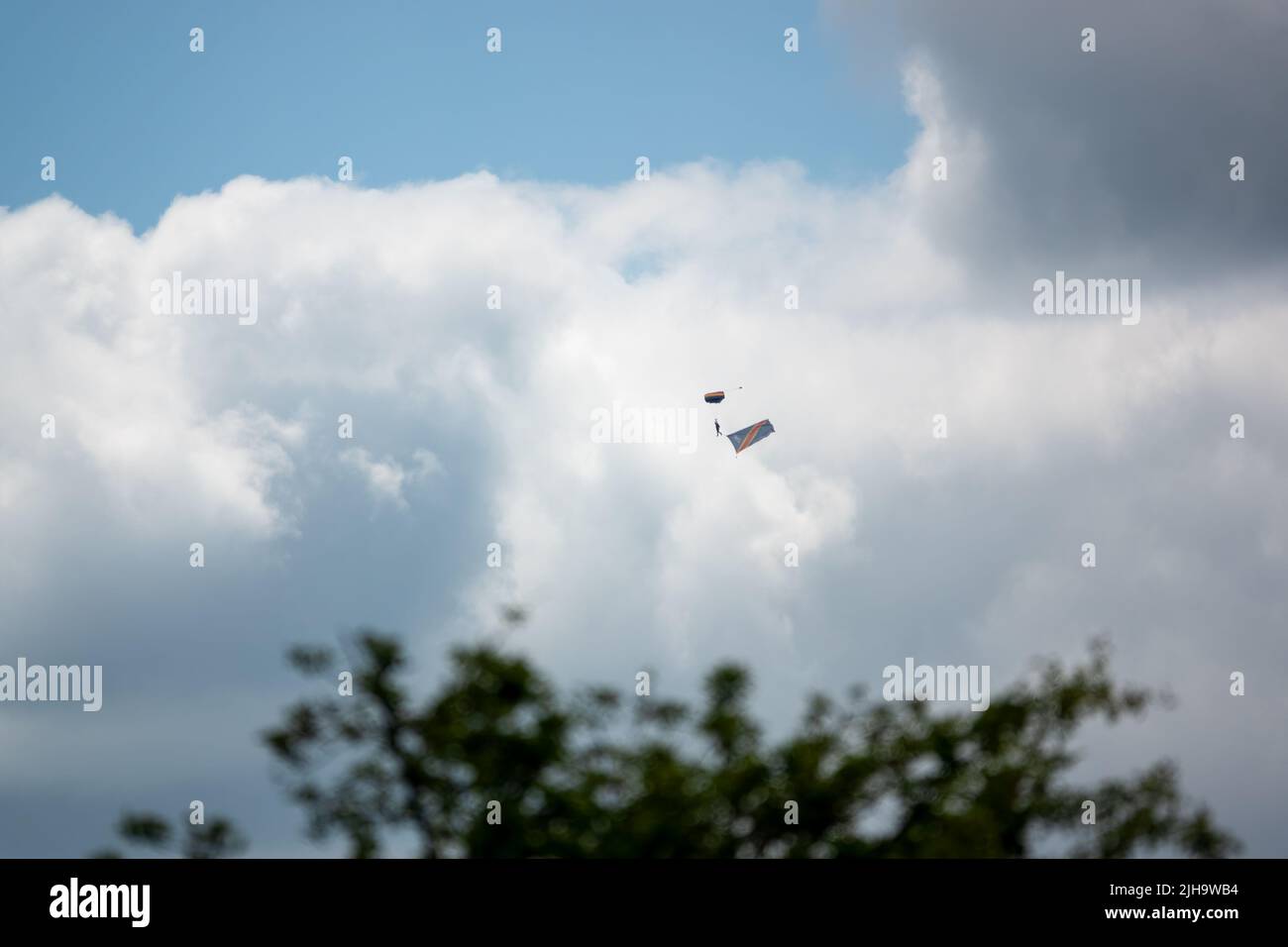 Parachute Regiment Freefall Team member of 'The Red Devils' practises ...